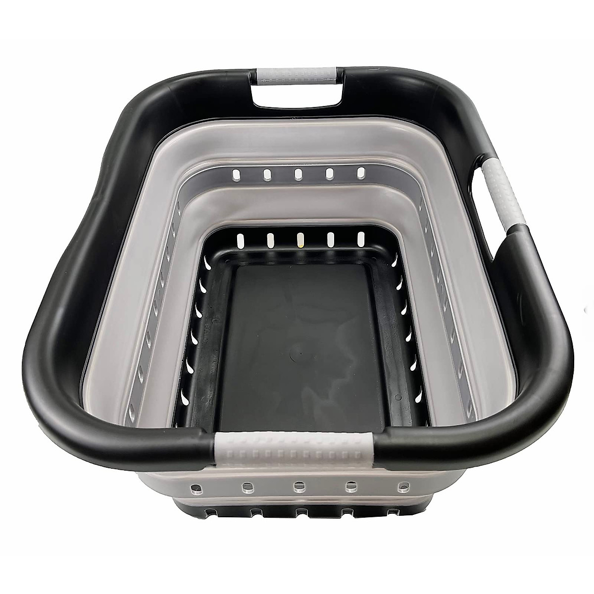 SAMMART 41L (10.8 Gallon) Collapsible Plastic Laundry Basket - Foldable Pop Up Storage Container/Organizer - Portable Washing Tub - Space Saving Hamper/Basket (Black/Alloy Grey)