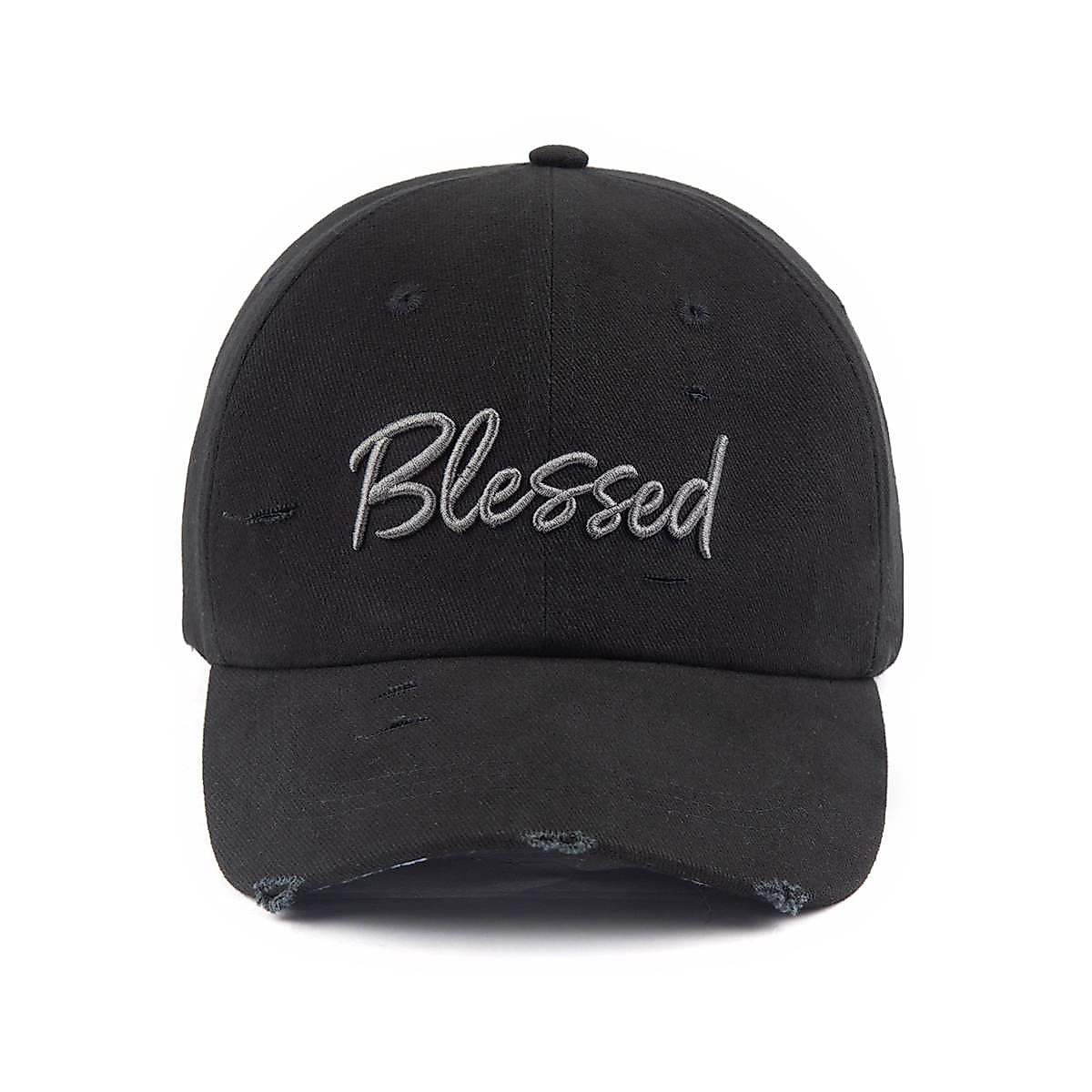 Blessed Hat Distressed Black by Bloomouflage