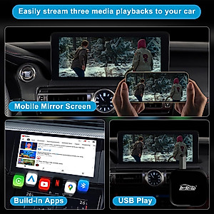 MMB Wireless CarPlay Adapter & Android Auto Wireless, Magic Box, Black, WiFi, HDMI, USB, Voice Control, YouTube, Netflix, World TV, Mirroring, 1080p, Apple, Google, Television, Smartphone
