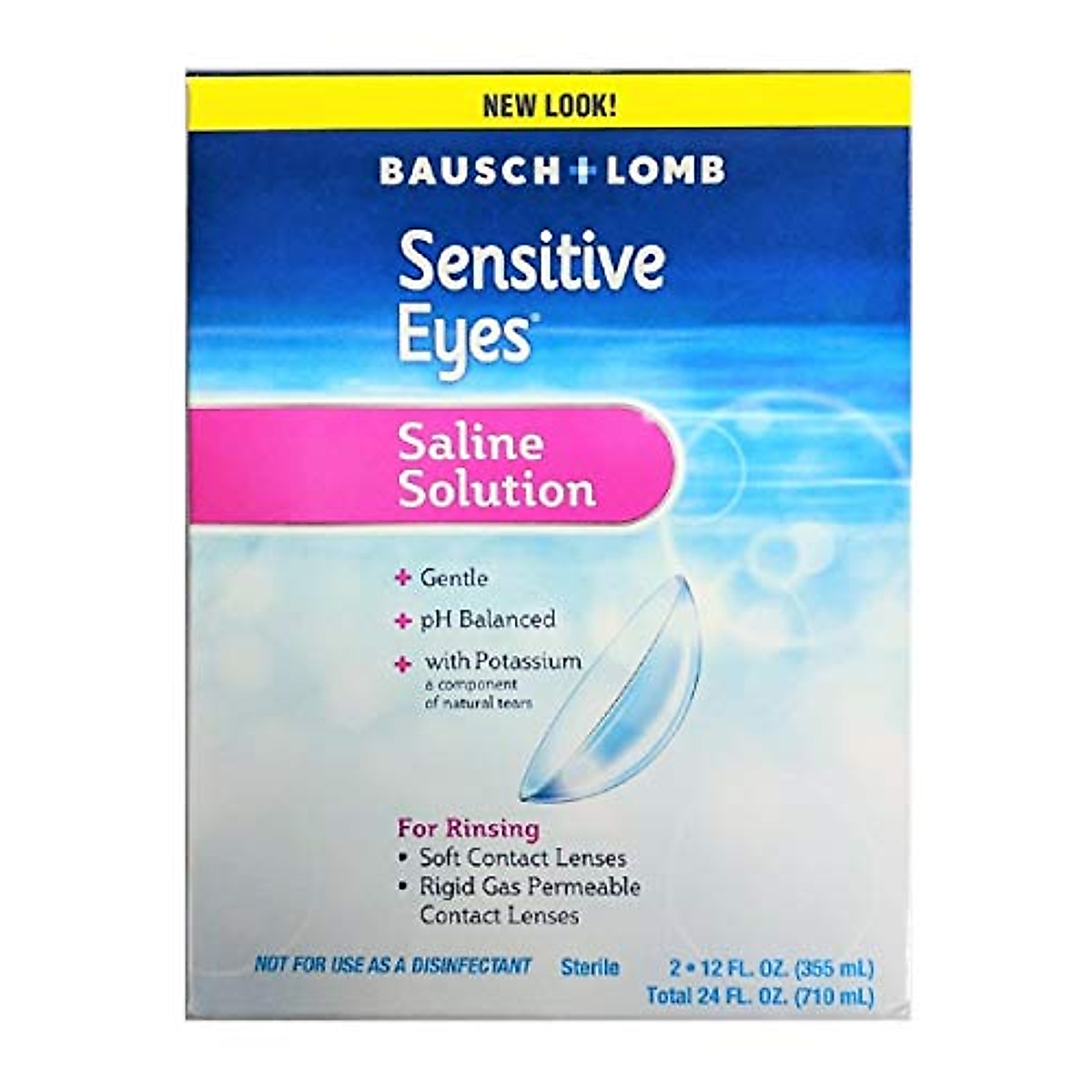 Bausch & Lomb Sensitive Eyes Plus Saline Solution, 24 Fl Oz (Pack of 2)
