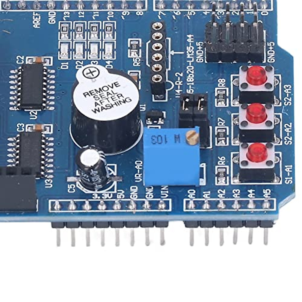 Kadimendium Multifunctional Expansion Module, 70x50mm Digital Display 4 Digit Development Board Adjustable Potentiometer for Wireless Experiment