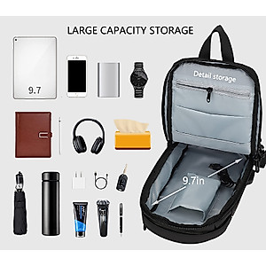 Sling Shoulder Bag for Men Crossbody Waterproof Backpack Chest Bag with USB Charging, Casual Sport Crossbody Fanny Pack(black)