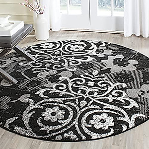SAFAVIEH Adirondack Collection 6' x 9' Silver / Ivory ADR114B Floral Glam Damask Distressed Non-Shedding Living Room Bedroom Dining Home Office Area Rug
