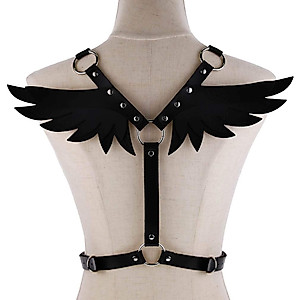 FM FM42 Blue O Ring Waist Belt Body Caged Harness with Angel Wings PN2671