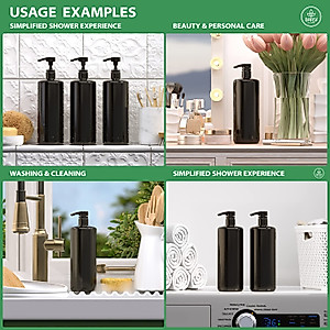 Bar5F Empty Shampoo Bottle with Pump, Black, 33.8 Ounce (1 Liter), Pack of 2