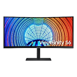 SAMSUNG 34 inch S65UA Ultra WQHD (3440x1440) Curved Monitor, 100Hz, HDR10, HDMI, DP, LAN, 90W USB-C Charging, Tilt/Swivel/Pivot Stand (LS34A650UXNXGO)