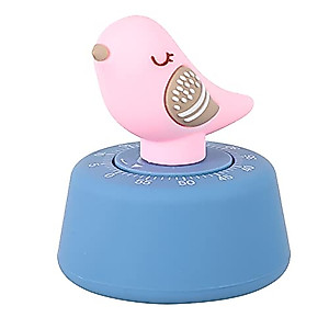 SOLUSTRE Mechanical Bird Kitchen Timer Wind Up 60 Minutes Timer Rotating Kitchen Cooking Timer Cute Time Management Tool Pink