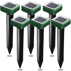 Solar Mole Repellent, Waterproof Ultrasonic Mole Repellent Chipmunk Repellent Outdoor, Gopher Sonic Repellent for Rodent Groundhog Chipmunk Gopher Repeller, Burrowing Gopher Control
