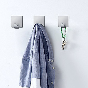 FOTYRIG Heavy Duty Adhesive Hooks Stick on Hooks Stainless Steel Waterproof Wall Hooks Hangers for Hanging Robe, Coat, Towel, Keys, Bags, Lights, Calendars -Home Kitchen Bathroom 4-Pack