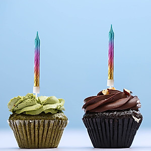 12 Pieces Rainbow Spiral Candle - Gradient Birthday Candles for Kids Adults, Birthday Cake Candles Perfect for Christmas Wedding Theme Party (Purple)