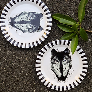 Pandecor 50 Pieces Wolf Birthday Paper Dessert Plates,7 Inches Disposable Animal Wolf Party Cake Plates for Birthday Party