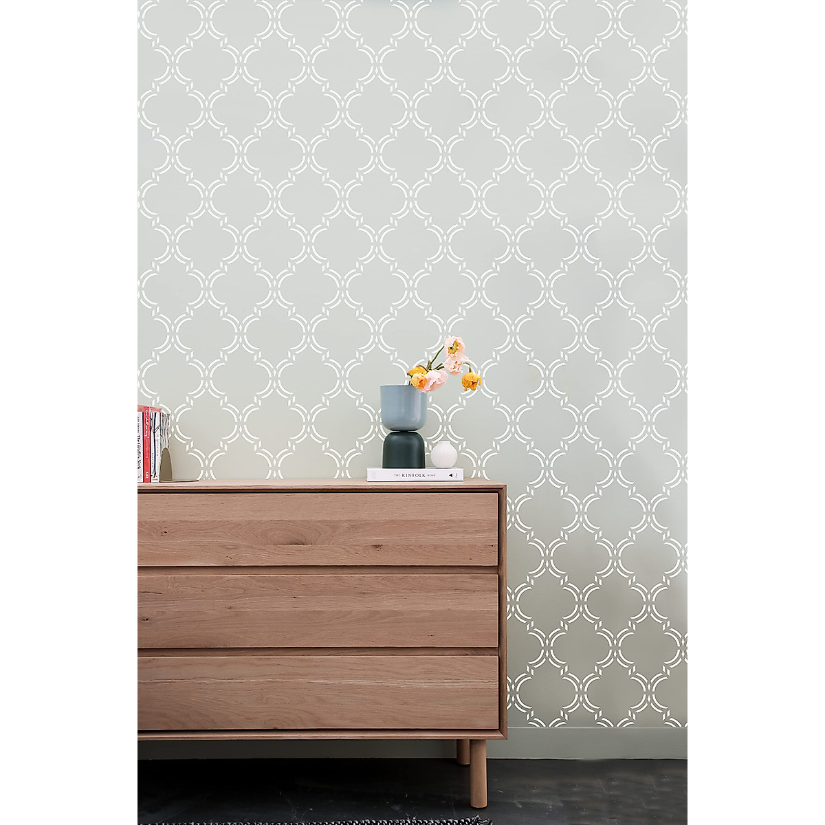 PINKIPO®, Moroccan Elegant, (16"x40") XL Stencil, Ethnic Large Wall Stencil, Classic Geometric Wall Stencils for Painting, Stencils for Walls, Moroccan Wall Stencil