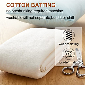 PLANTIONAL Natural Cotton Batting for Quilts: 47-Inch x 59-Inch Light Weight Purely Natural All Season Quilt Batting for Quilts, Craft and Wearable Arts