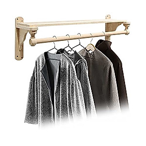 Wooden Hanging Rails for Clothes, Wall Hangers Display Rack Heavy Duty Clothing Rack Garment Shelf for Retail Store