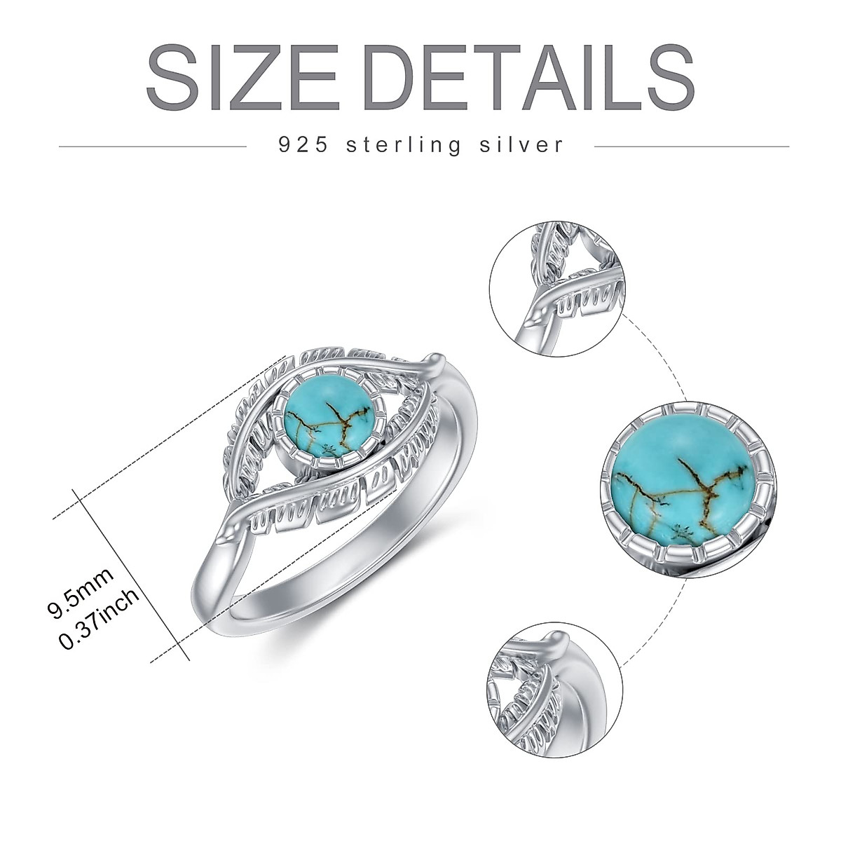 BETHZA Turquoise Evil Eye Rings for Women 925 Sterling Silver Mal de Ojo Turquoise Ring Western Jewelry for Birthday Christmas Size 8