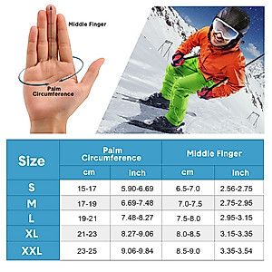 EXski Ski Mittens for Men, Waterproof Warm 3M Thinsulate Winter Snowboard Mitts with Wrist Leashes