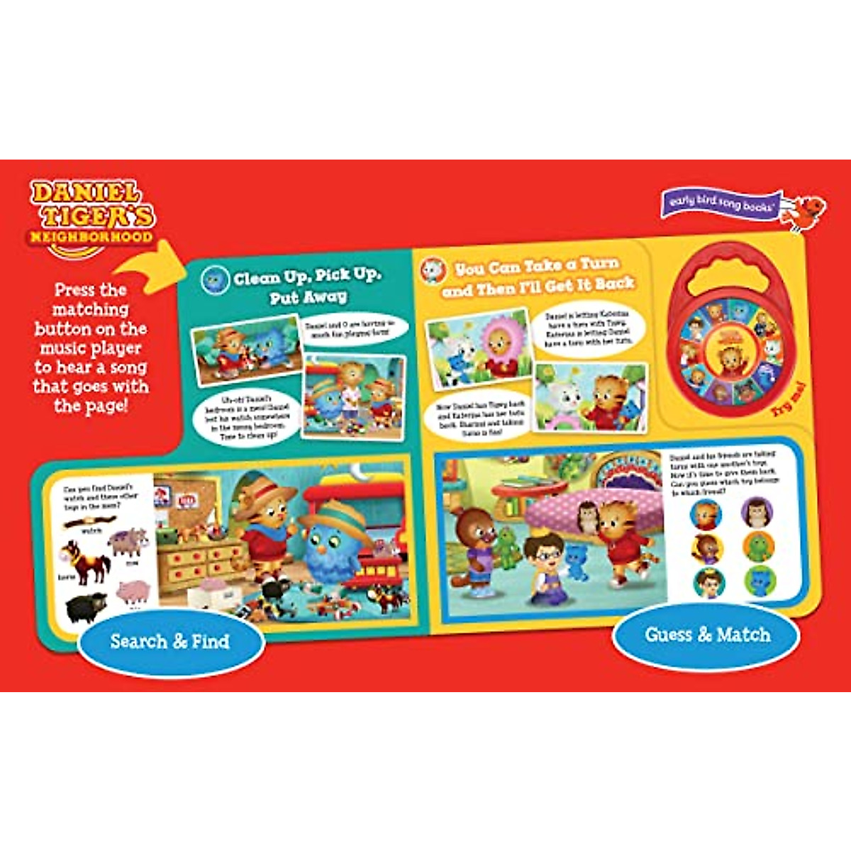 Daniel Tiger It's A Beautiful Day to Play - Children's Deluxe Music Player Board Book: Includes Detachable Toy Portable Musical Sound Machine