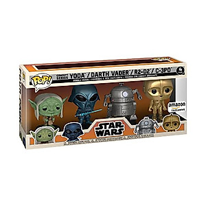 Funko POP! Star Wars: Concept Series - Yoda, Darth Vader, R2-D2 and C3-PO - 4 Pack - Amazon Exclusive - Collectable Vinyl Figure - Gift Idea - Official Merchandise - Toys for Kids & Adults