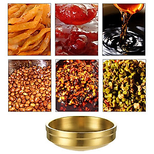 4PCS Double-Deck Mini Stainless Steel Sauce Dish, Round Seasoning Bowls, Sushi Dipping Pinch Bowls, Salad Dressing Plates for Appetizer, Side Dish, French Fries, Ketchup (3.5oz, Gold)