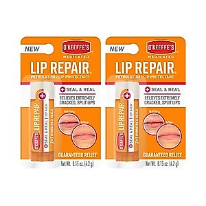 O'Keeffe's Medicated Lip Repair Seal & Heal Lip Protectant, Stick, (Pack of 2)
