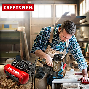 Craftsman Air Compressor, 1.5 Gallon 3/4 HP Max 135 PSI Pressure, 1.5 CFM@90psi and 2.2 CFM@40psi, Stainless Steel Portable Oil Free Maintenance Free Compressor, CMXECXA0200141A