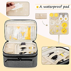 BAFASO Breast Pump Bag (Compatible with Medela Pump in Style) with a Waterproof Pump Parts Pad, Carrying Case for Medela Pump in Style and Extra Parts (Patent Pending), Gray