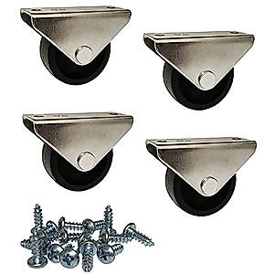 1 1/2" Inch Low Profile Furniture Casters/Wheels - Trundle/Cabinet Roll-Out Bed - Set of 4