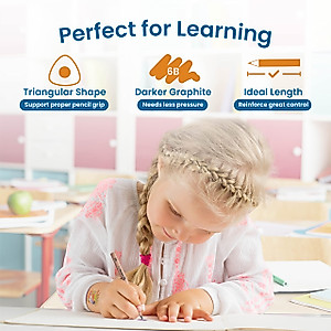 Learning Pencils for Toddlers 2-4 Years – Our Kids Pencils for Beginners Toddlers and Preschoolers with Jumbo Triangle Shape are Specially Designed Preschool Pencils for Beginners (8 Pack + Sharpener)