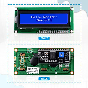 GeeekPi 2-Pack I2C 1602 LCD Display Module 16X2 Character Serial Blue Backlight LCD Module for Raspberry Pi Arduino STM32 DIY Maker Project Nanopi BPI Tinker board Electrical IoT Internet of Things