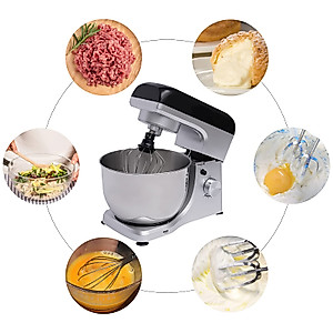 Electric Stand Mixer, 4.8Qt 8 Speeds Small Food Mixer Bread Dough Mixer with Mixing Bucket Dough Hook - Tilt-Head Standing Mixer for Salad Dough Jams Mixing, 110V 1000W, Adjustable Speeds