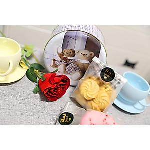 SAILING-GO 100 pcs./Pack Translucent Plastic Bags for Cookie,Cake,Chocolate,Candy,Snack Wrapping Good for Bakery Party with Thank You Stickers