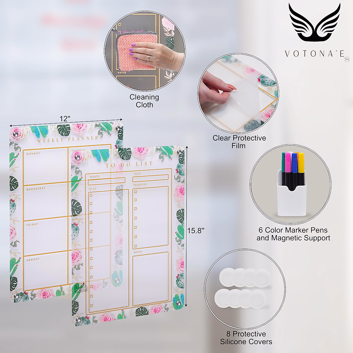 Magnetic Calendar for Refrigerator Boho, Fridge calendar magnet, Refrigerator calendar, Clear calendar for fridge