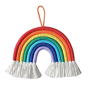 ZOONAI Rainbow Wall Décor Colorful Handmade Weaving Ornament Modern Home Decoration Accessories Hanging Pendant for Bedroom Nursery Baby Kids Rooms (Dark Blue Purple)