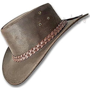 Oztrala Oiled Leather Hat Australian Outback Western Jacaru Cowboy WO HL11 US Brown