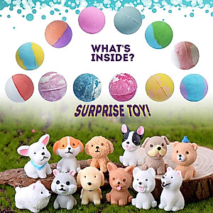 3.5 oz XL Bath Bombs for Kids with Puppy Toys Inside Kids Bath Bombs Organic Bubble Bath Fizzies Colorful Bomb 12 Pcs Set Birthday/Christmas Surprise Gift for Girls & Boys