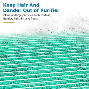 iSingo 2 Pack MK-D05 Air Filter Replacement for A-EVE MK-D05 Air Purifiers, 4-in-1 High-Efficiency H13 True HEPA Filter - Pet Dander Version, Green