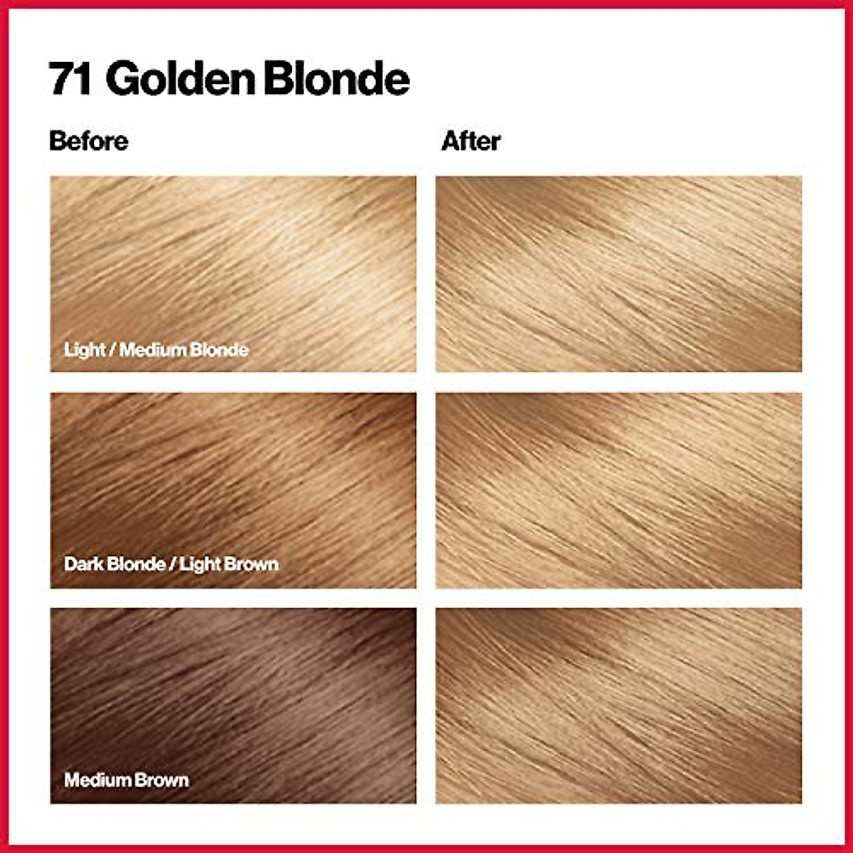 Revlon Permanent Hair Color, Permanent Hair Dye, Colorsilk with 100% Gray Coverage, Ammonia-Free, Keratin and Amino Acids, 71 Golden Blonde, 4.4 Oz (Pack of 3)
