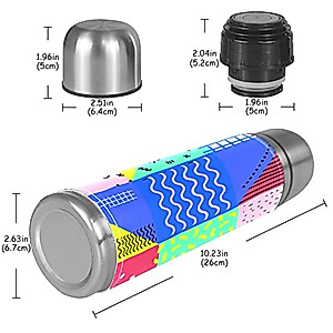 Stainless Steel Leather Vacuum Insulated Mug Geometry Thermos Water Bottle for Hot and Cold Drinks Kids Adults 16 Oz
