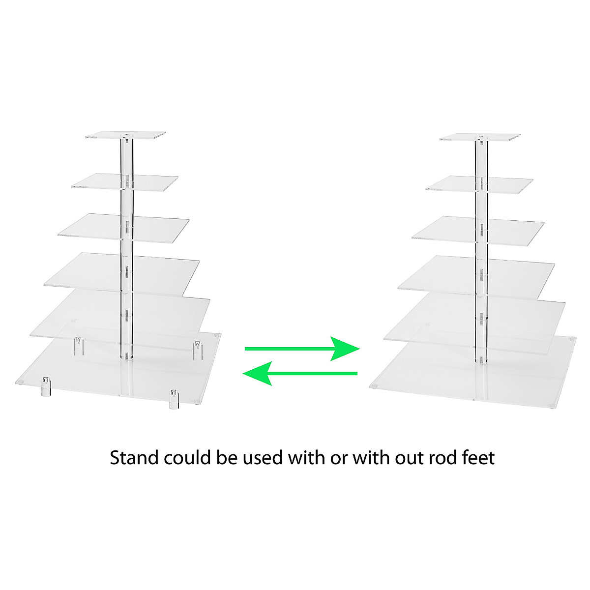Jusalpha® Large 6 Tier Wedding Party Square Cupcake Stand-Cake Stand-Cupcake Tower-Dessert Display Stand (Large 6 Tier with Base) (6SF)