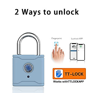 Fingerprint Padlock, Bluetooth Lock, Mobile APP, Smart Padlock, Water Resistant, USB Rechargeable,Suitable for Gym,Outdoor,Warehouse, Sports,Suitcase, Bike, School, Fence and Storage