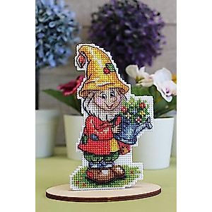 MP Studia Cross Stitch Embroidery Kits for Adults and Beginners Fairy Tale - Garden gnome 13x8cm/5.12x3.15 14ct.