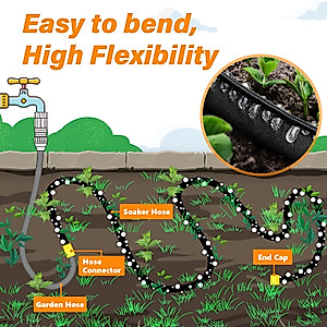 Winisok 100FT Thickened Flat Garden Soaker Hose - Heavy Duty Double Layer Drip Hose - Save 80% Water, Flexible Leakproof, Drip Watering Hose for Garden Beds and Lawns (50 FT x 2Pack)