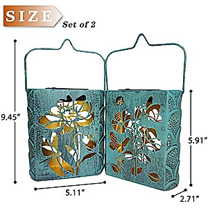 SUBOLO 2 Pack Hanging Solar Lanterns Outdoor Waterproof Retro Solar Lights Metal LED Decorative Dragonfly Butterfly Christmas Lights Tabletop Lamp for Garden Patio Courtyard Lawn