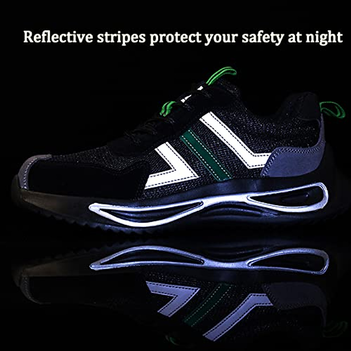 Withtens Steel Toe Shoes for Women Lightweight Tennis Shoes Breathable Safety Sneakers Slip on Shoes for Work Black Womens Steel Toe Boots (Black, 8)