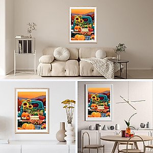 NAIMOER Truck Diamond Art Kits for Adults, DIY 5D Fall Diamond Art Kits for Beginner, Full Drill Pumpkin Diamond Art Sunflowers Painting Craft for Home Decor Gifts 30x40cm