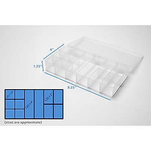 Transparent Organizer Box 12-Compartments for Beads, Craft Supplies, Jewelry, and more, made in USA of durable plastic
