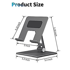 ALASHI Tablet Stand - Foldable, Adjustable Height, Multi-Angle, Sturdy Metal Base, Holds 4-13.3 Inch Tablets, Gray