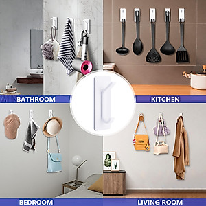 Eueasy Towel Hooks, 10 Pack Coat Hooks for Hanging up to 15 lbs, Adhesive Hook for Shower, Bathroom, Kitchen- Wall Hooks Stick on Glass Door, Mirror, Tiles