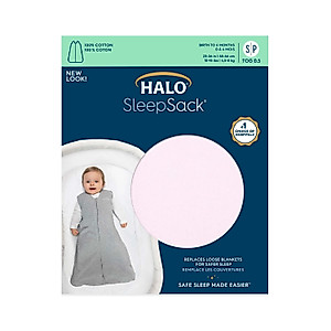 HALO Sleepsack 100% Cotton Wearable Blanket, TOG 0.5, Soft Pink, Medium