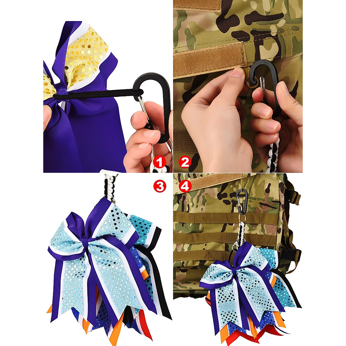 2 Pieces Paracord Cheer Bows Holder Paracord Keychain for Teen Girls Cheerleader Sports